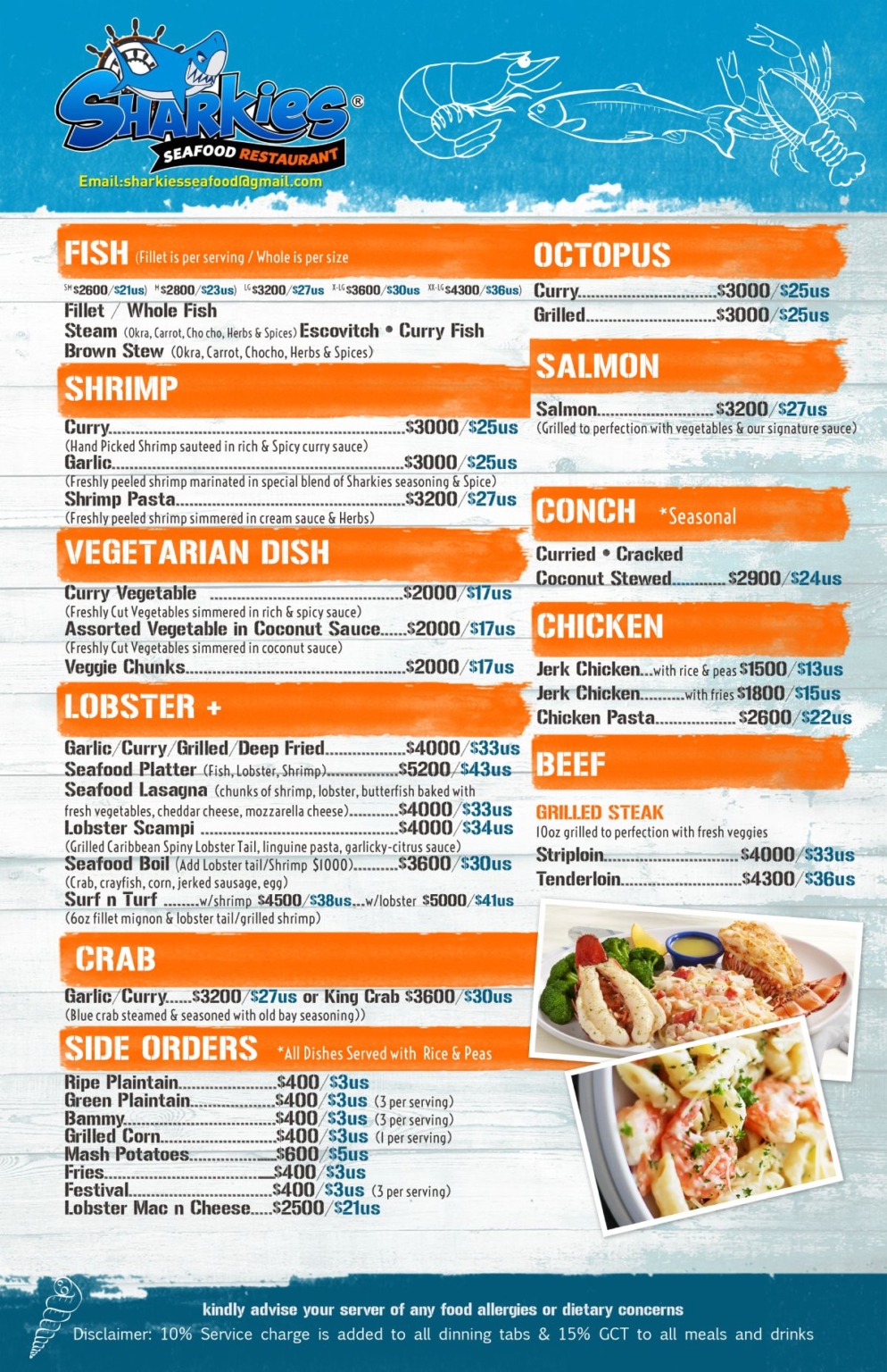 Menu – Sharkies Seafood Restaurant