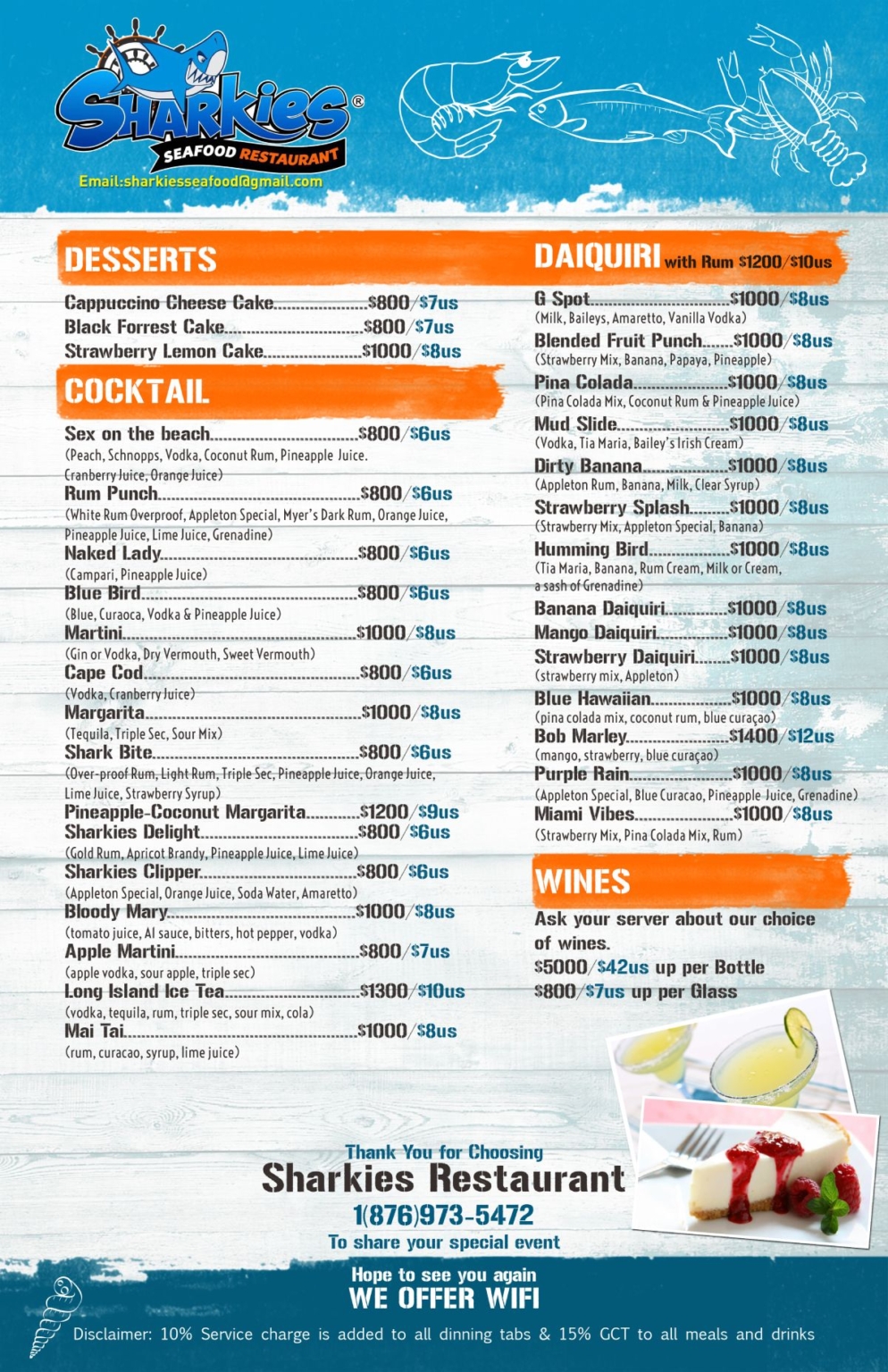 Menu – Sharkies Seafood Restaurant